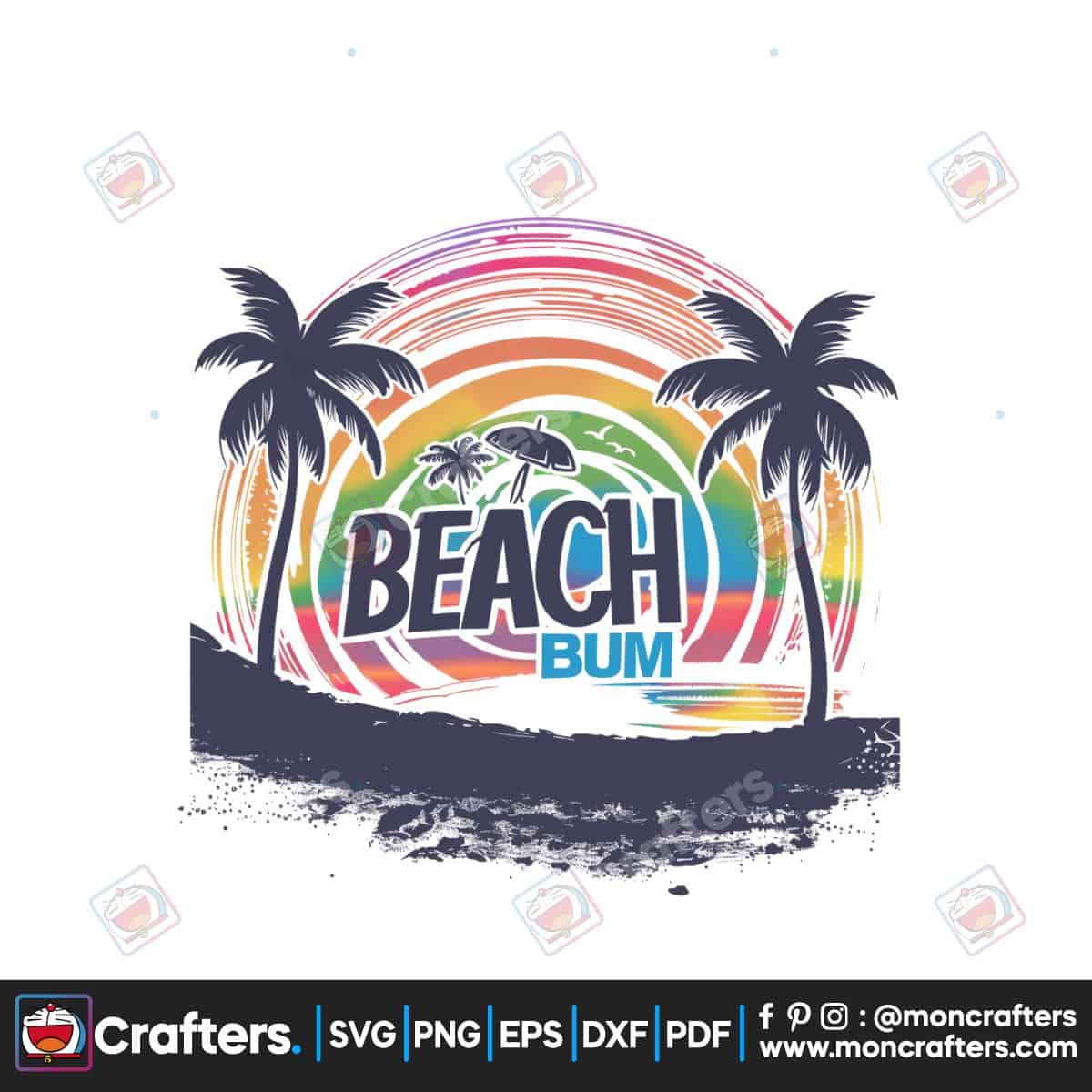 Beach Bum Sublimation Clipart PNG Instant Download