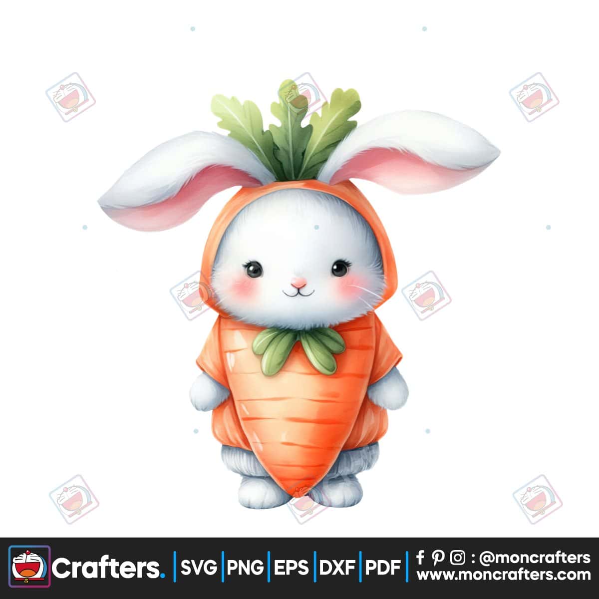 Easter Bunny and Carrots Clipart PNG Instant Download Instant Download