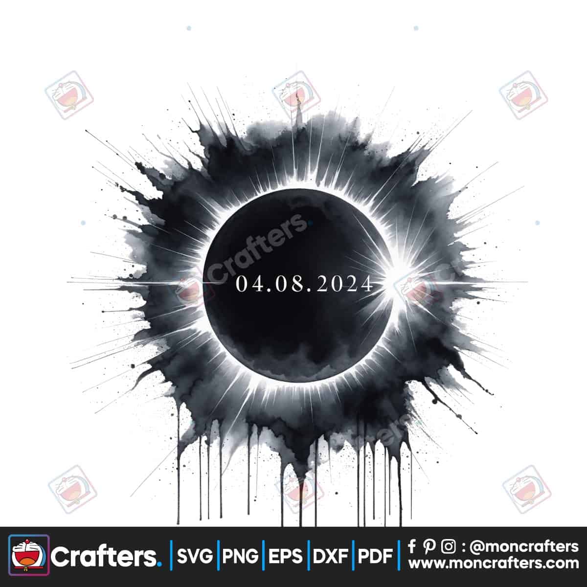 Solar Eclipse 2024 Sublimation Design Instant Download Instant Download