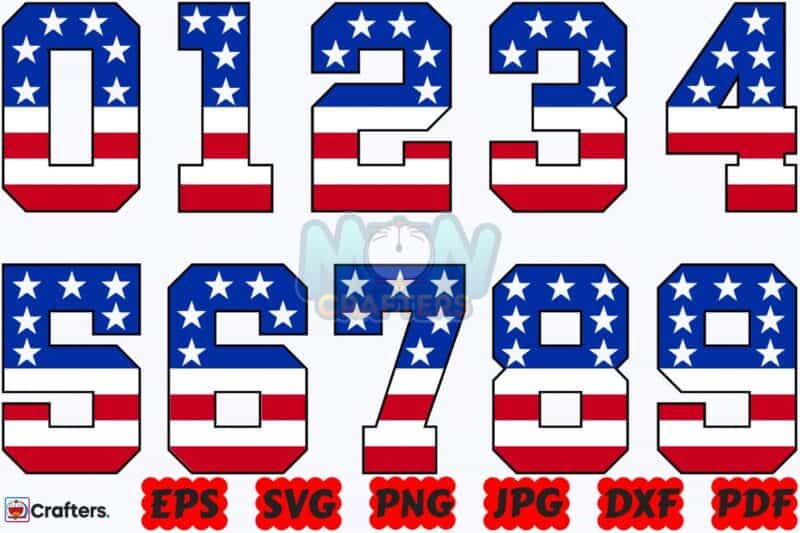 USA Numbers SVG, American Numbers SVG Digital Download Instant Download