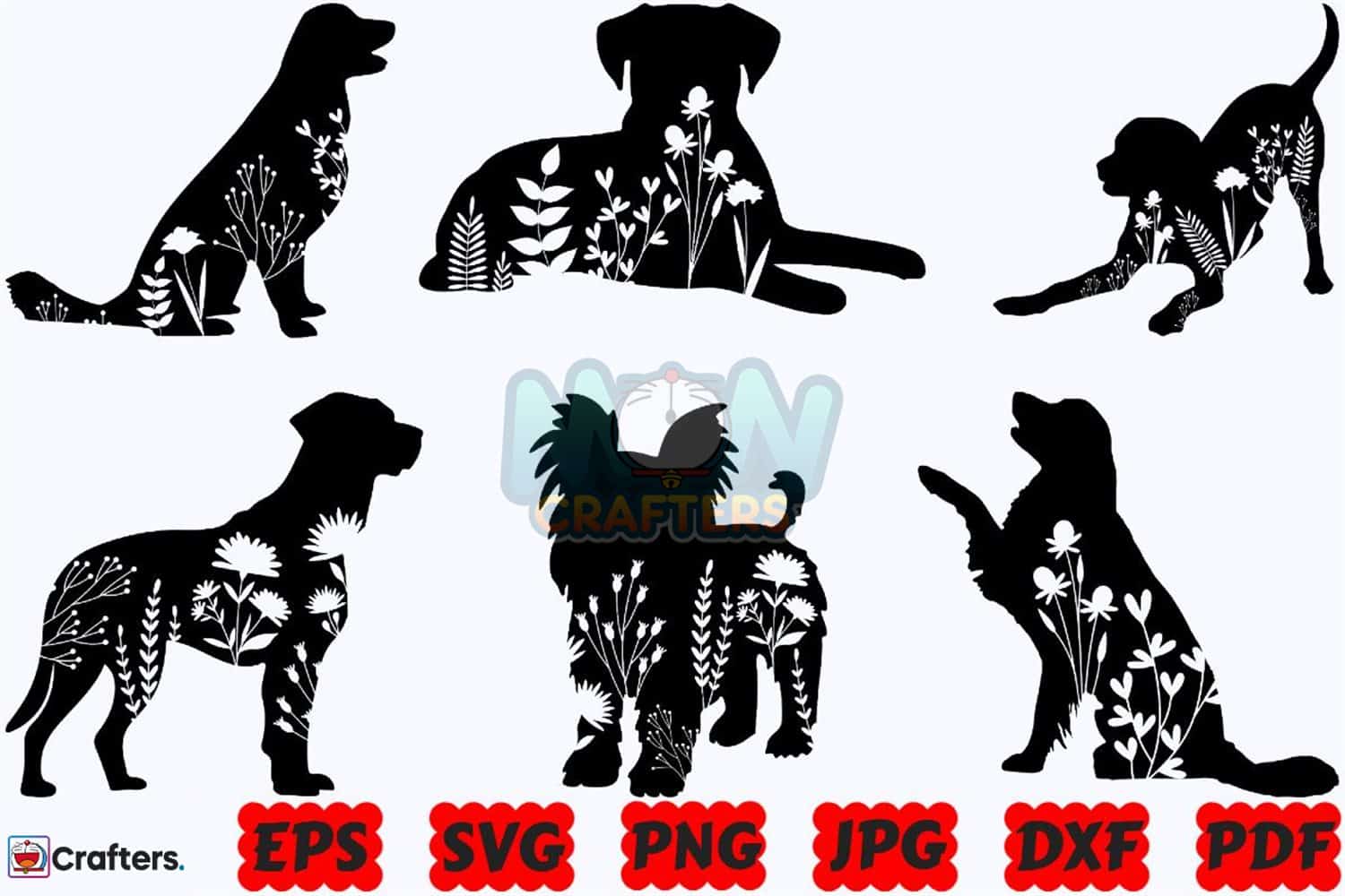 Floral Dog SVG | Floral Animal SVG | Dog Instant Download