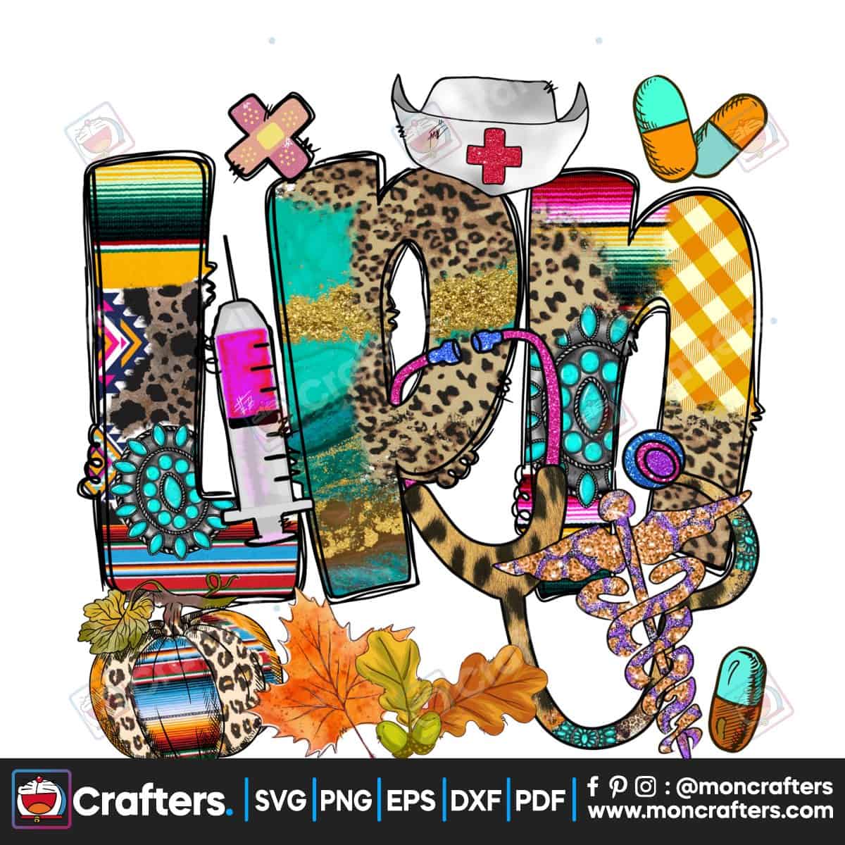 LPN Nurse PNG, Western Fall Digital Download Instant Download