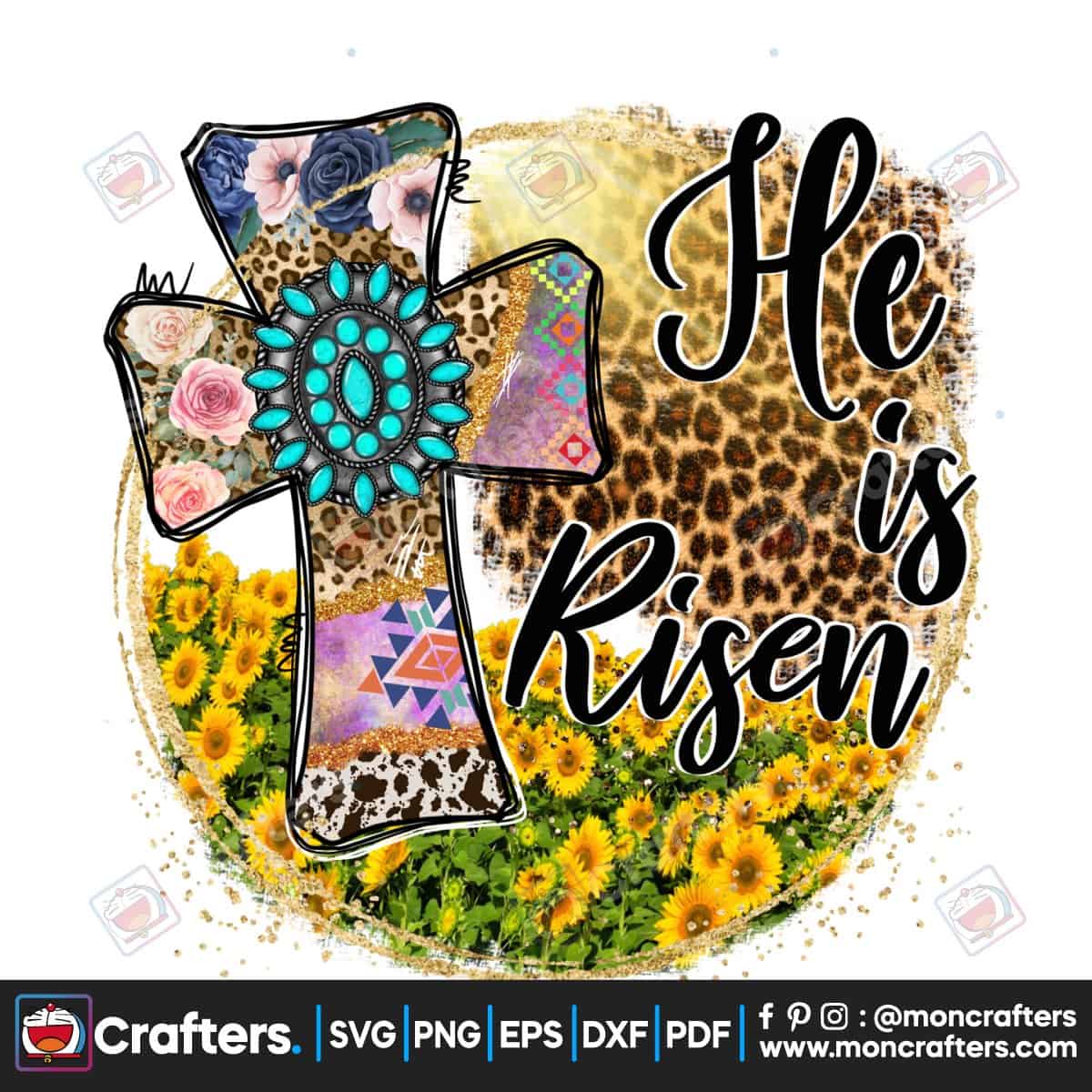 He is Risen Sublimation, Sunflower Instant Download