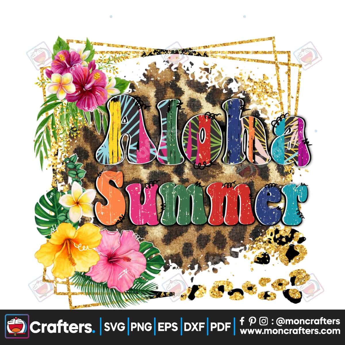 Aloha Summer Tropical Leaves PNG Instant Download