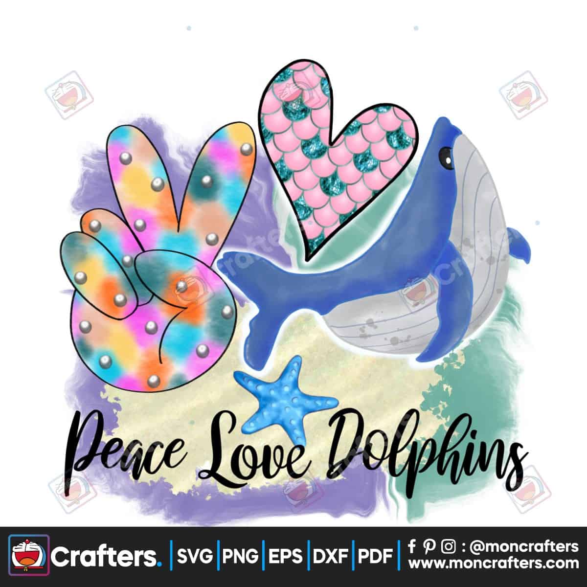Peace Love Dolphins PNG, Sweet Summer Instant Download