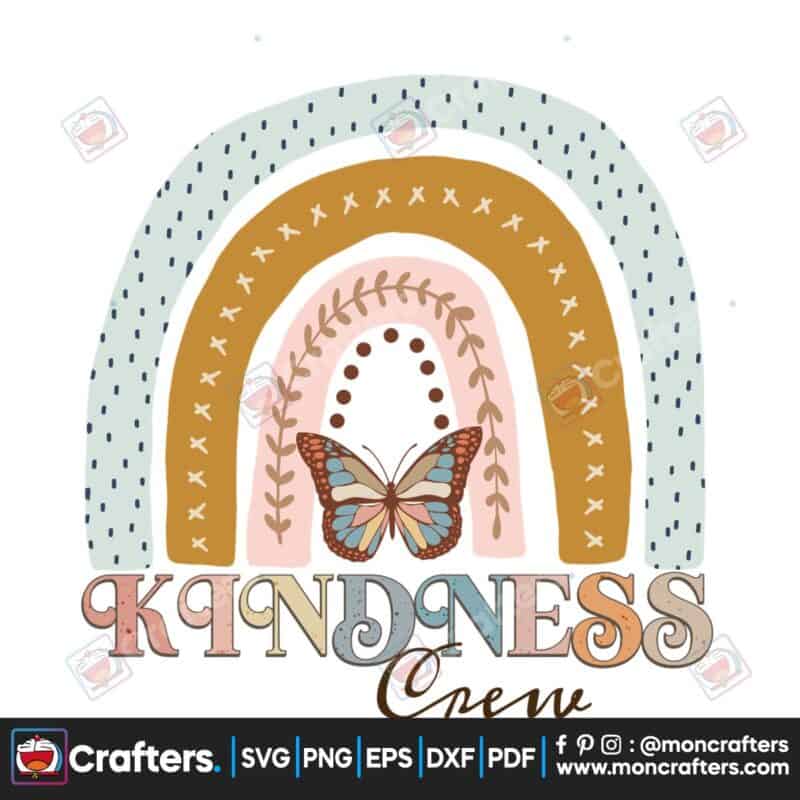 Kindness Rainbow Boho Retro PNG Digital Download Instant Download