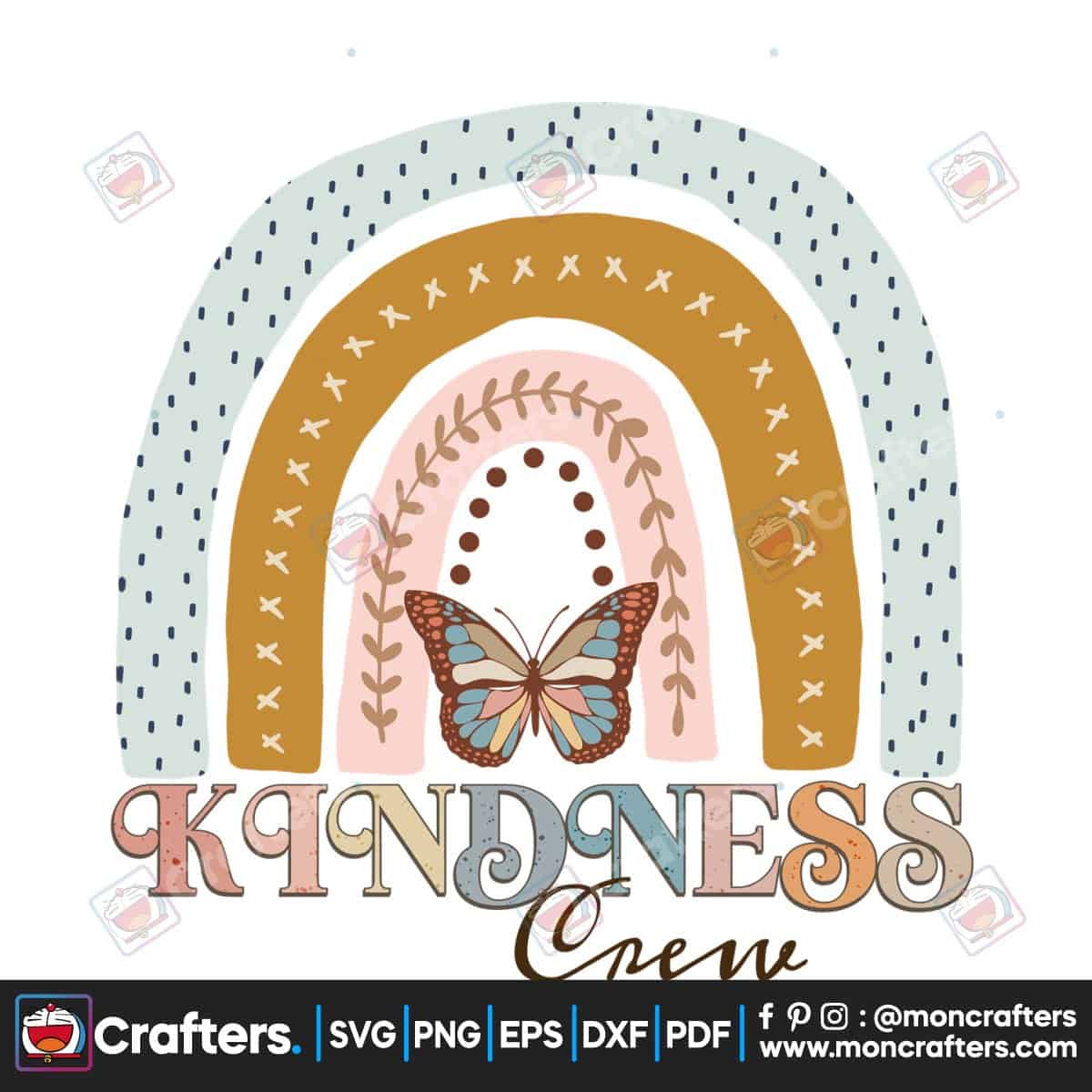 Kindness Rainbow Boho Retro PNG Digital Download Instant Download