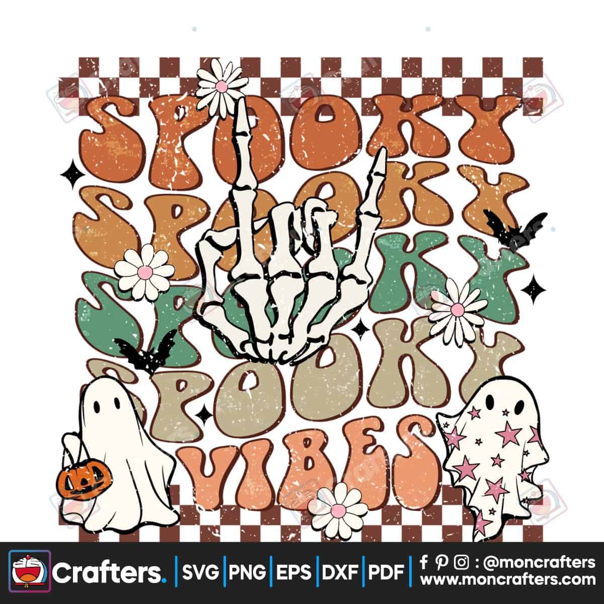 Spooky Vibes Halloween Retro Groovy PNG Digital Download Instant Download