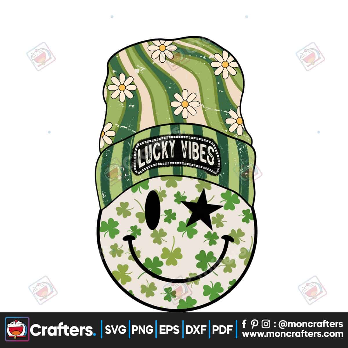Retro Smiley Face St Patricks Day PNG Digital Download Instant Download