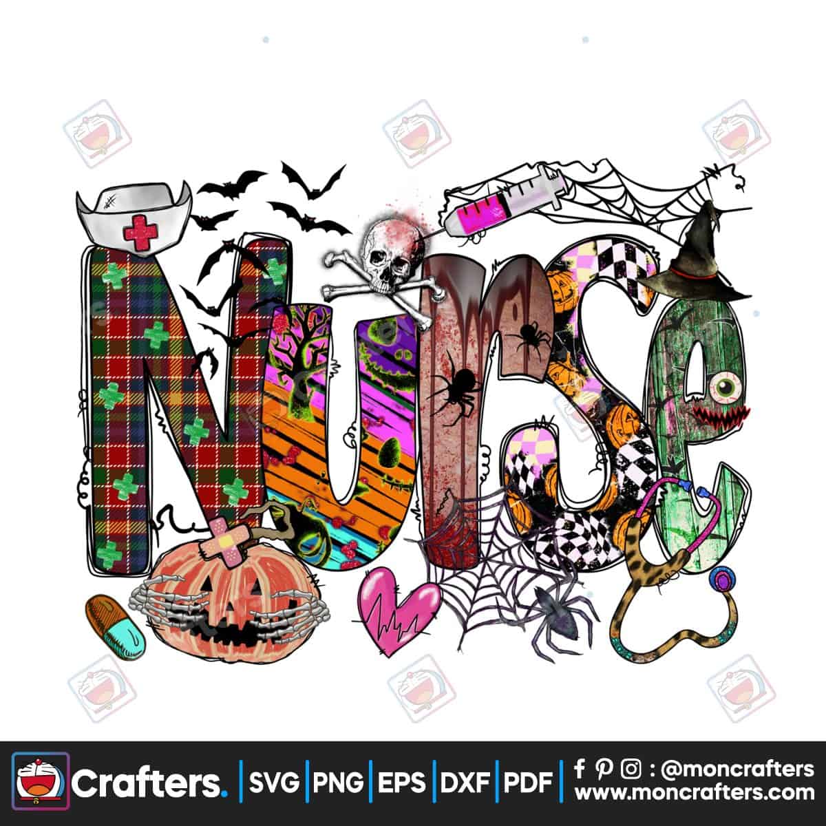 Nurse Halloween Sublimation, Spooky RN Instant Download Instant Download