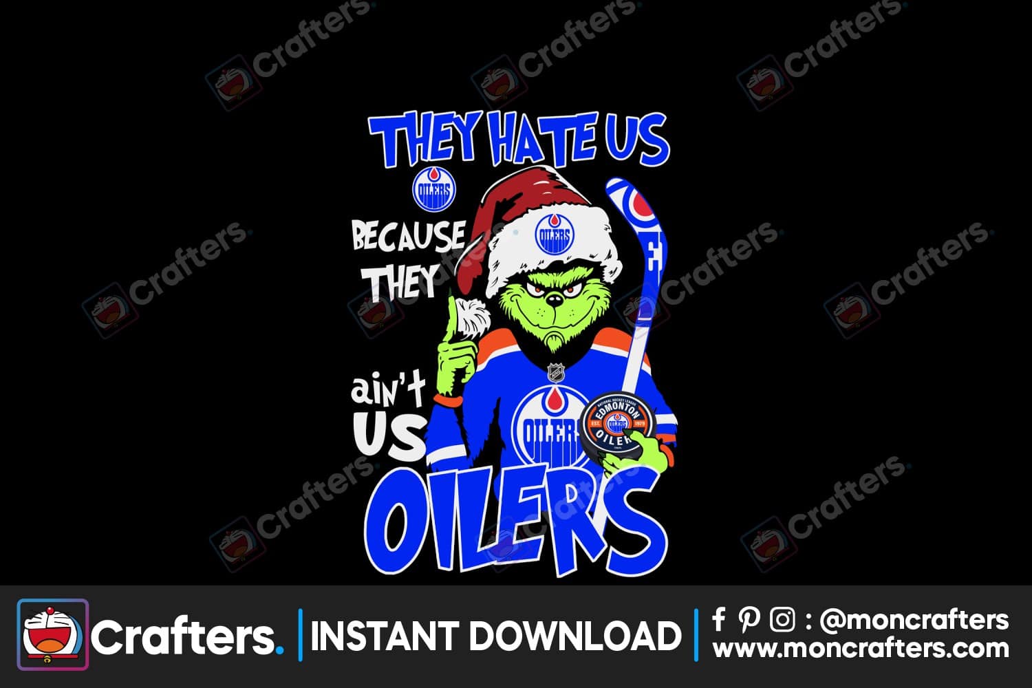 Hockey NHL Edmonton Oilers Grinch Christmas 2024 SVG Instant Download